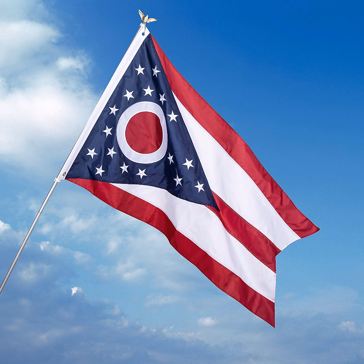 FLAGBURG Ohio State Flag 3x5 ft OH Flag The Buckeye State Flag Heavy Duty 210D Nylon with Embroidered Stars Outdoor Indoor All Weather Burgee Flag with Strong Canvas Header/Brass Grommets/Sewn Stripes