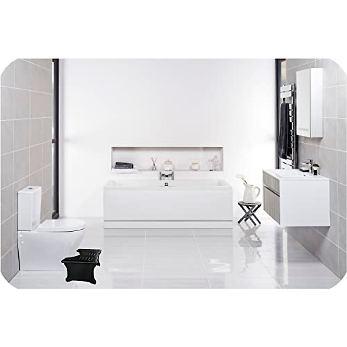 Toilet Stool Squat for Adult Wood, 7" Bathroom Toilet Potty Stool with Non-Slip Bottom Pads for Adults Children (Black)