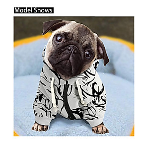 Howilath Dog Bone Halloween Costume, Dog Skeleton Hoodie Pet Clothes, Skull Zipper Clothes for Dogs, Sweatshirt with Hat, Dog Cat Hooded Shirts Sweatshirts - M