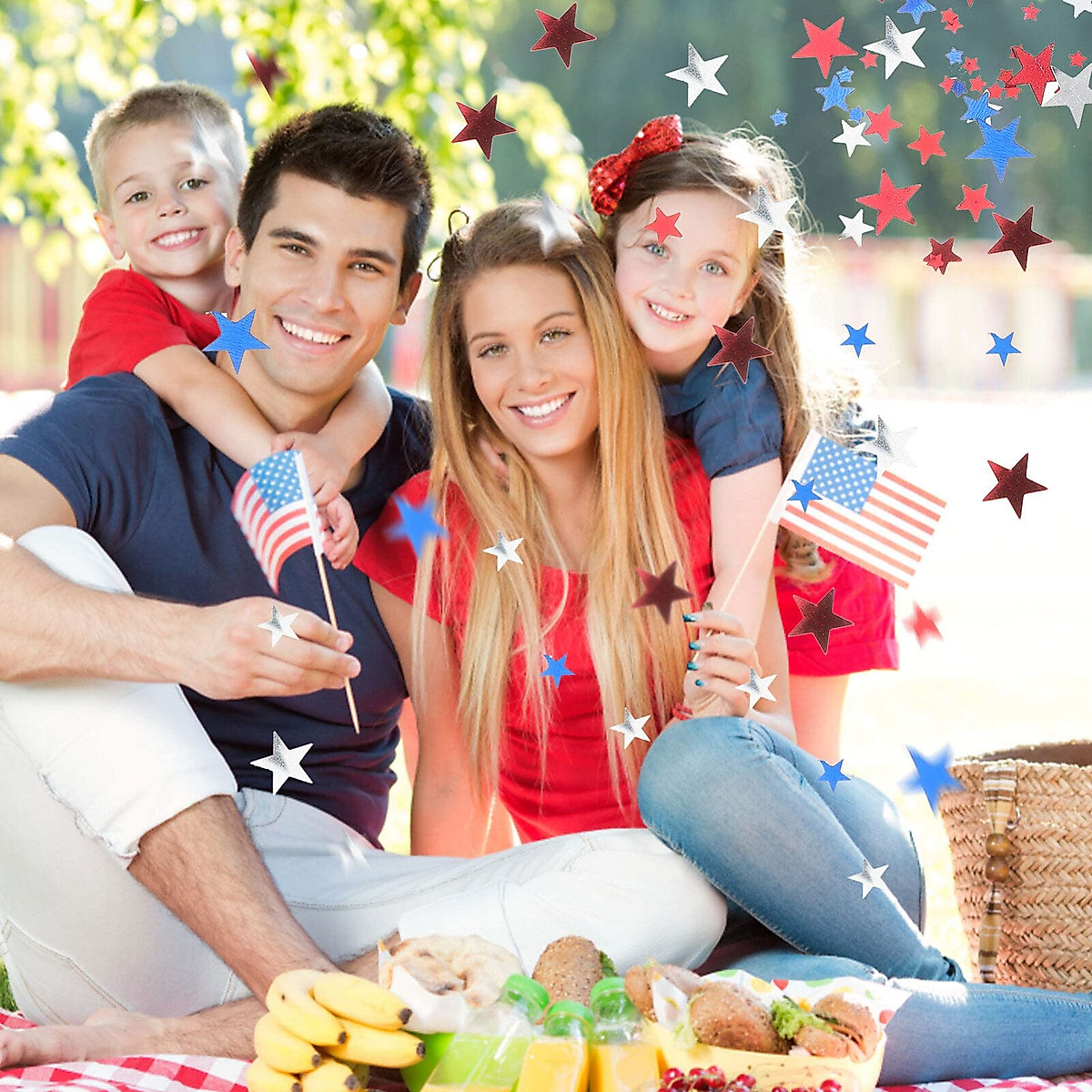 ABOOFAN Metallic Star Confetti Independence National Day Confetti Glitter Red White Blue Twinkle Stars Table Scatter Confetti for 4th of July American Theme Patriotic Party Supplies