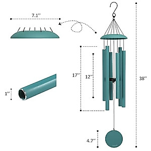 Vanquer Wind Chimes for Outside Deep Tone - 38'' Wind Chimes Outdoor Clearance, Deep Tone Wind Chimes, Windchimes Outdoors, Memorial Wind Chimes, Sympathy Gift, Garden Patio, Home Décor, Patina Green