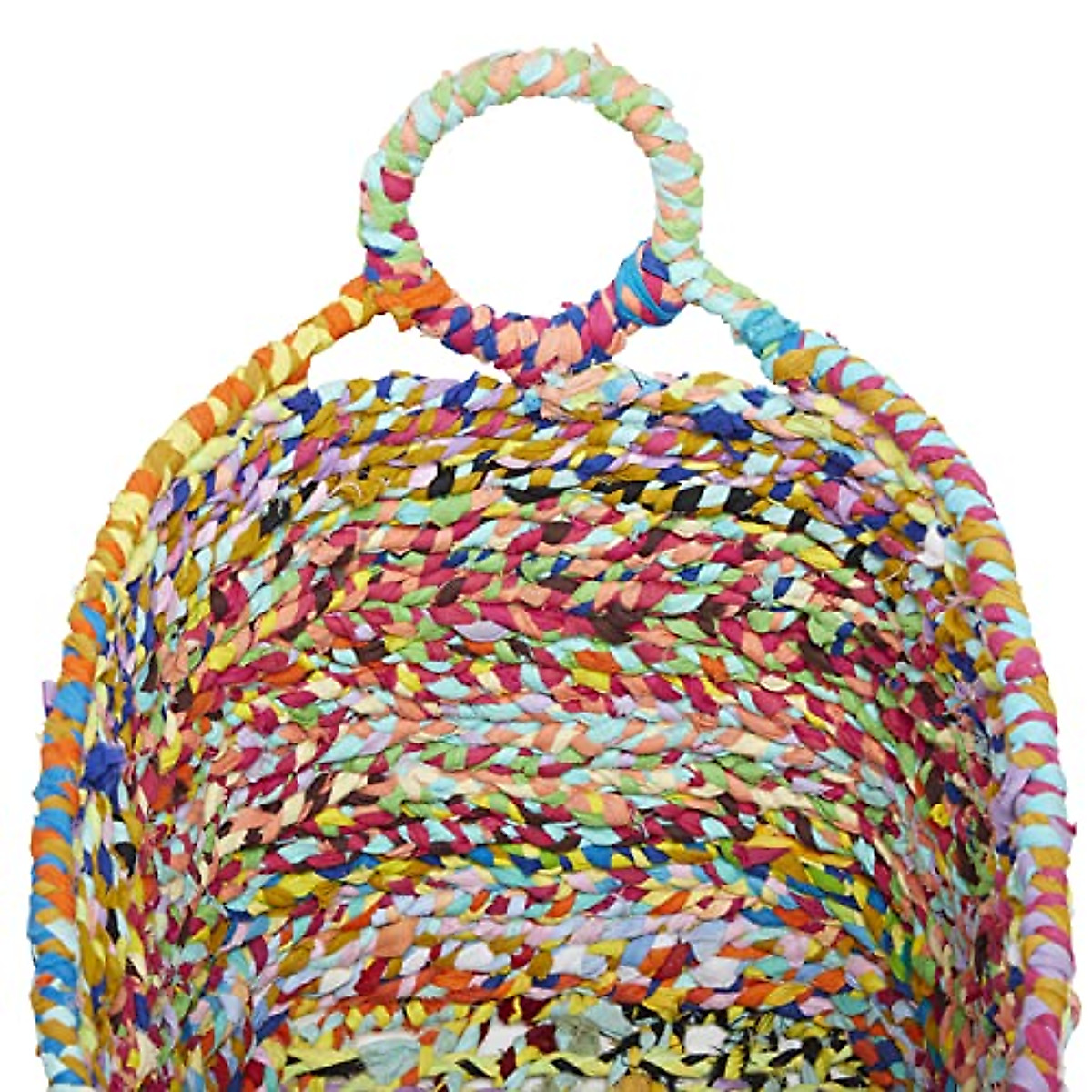 CosmoLiving by Cosmopolitan Cotton Round Storage Basket with Handles, Set of 2 16", 14"H, Multi Colored