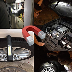 COB LED Work Flashlight with Magnetic Base and Clip Multi-Function Pocket Pen Light Inspection Work Light, 4 PCS