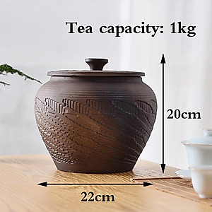 ZHOUXIAO Chinese Tradition Ceramic Tea Canister with Lid,Antique Embossed Texture Porcelain Sealed Tea Storage Jars Tea Tins Can for Kitchen Tea Coffee Condiment Bean for Kit A