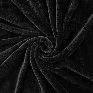 Exclusivo Mezcla Fleece Throw Blanket for Couch, Sofa and Bed, 300GSM Super Soft Blankets and Warm Throws, Cozy, Plush, Lightweight (50x60 inches, Black)