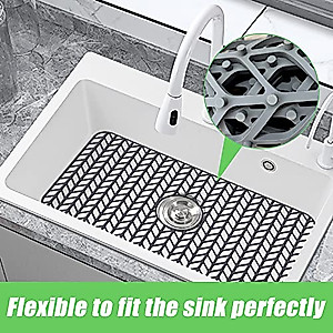 Kitchen-Sink-Protector - 26''x 14'' Guokller Silicone Sink-Protectors for Rear Drain Kitchen-Sink, Grid Accessory, Kitchen-Sink-Mats for Bottom of Farmhouse Stainless Steel Kitchen-Sink