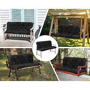 COSNUOSA Swing Replacement Cushions Waterproof Porch Swing Cushions 2-3 Seater Outdoor Swing Cushions for Outdoor Furniture Black 47x40 Inches