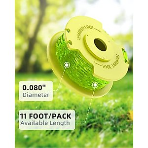 Weed Wacker String Compatible with Ryobi One Plus+ AC80RL3, 0.08'' String Trimmer Line,Weed Eater String Compatible with Ryobi 18V, 24V, 40V Trimmers(10 Replacement Spool, 2 Trimmer Cap Cover)