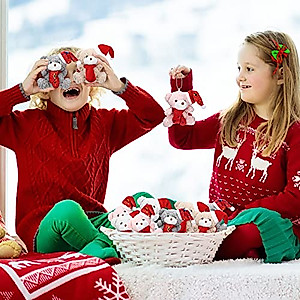 Zomiboo 12 Pcs Easter Bunny Bear Koala 4 Inch Mini Animal Plush Toys Soft Cute Dolls Sleeping and Playing Stuffed Toys Gifts for DIY Baby Shower Party(Bear with Hat,Pink/Yellow/White/Gray)