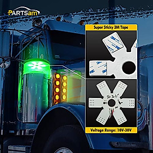 Partsam LED Air Cleaner Light 7.8" Inch Ultra-Thin Hex Style Dual Function Interior 54 Diodes Decorative Air Breather Lamp for Peterbilt Kenworth Freightliner Truck Trailer RV IP67 10-30V (Green)