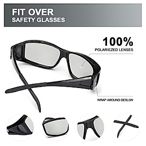 LVIOE Fit Over Photochromic Polarized Sunglasses for Outdoor Activities Wear Over Rx/Prescription Glasses UV400 Protection