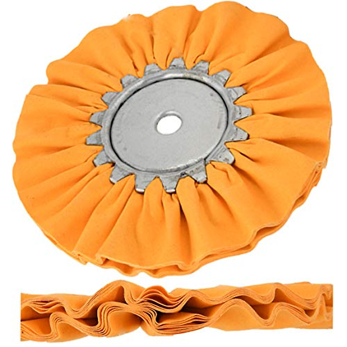 3PCS 8" Airway Buffing Wheel(1 pcs White/1 pcs Orange/1 pcs Blue),5/8" Arbor Hole,16 Ply Fine,Medium,Coarse Polishing for Angle Grinder Mirror Finish on Aluminum and Stainless, by NAKAO