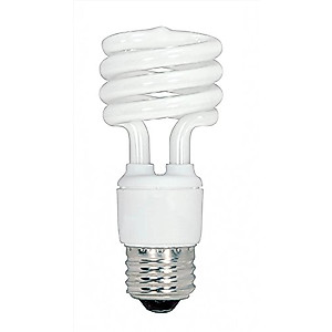 Satco S6235 13-Watt Medium Base T2 Mini Spiral, 2700K, 120V, Equivalent to 60-Watt Incandescent Lamp for Enclosed Fixtures