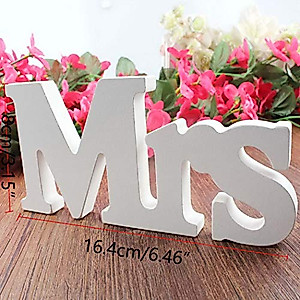 IronBuddy Mr Mrs Sign Letters 3D White Wooden Letters Decoration Wooden Mr and Mrs Letters for Party Wedding Table Decoration Photo Props (White)