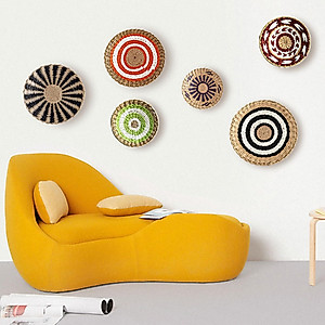 Walbest Woven Basket Hanging Wall Decor - Round Handmake Decorative Seagrass Boho Wall Art Baskets - Ethnic Art Style Natural Hanging Wicker Rattan Plates H 20cm