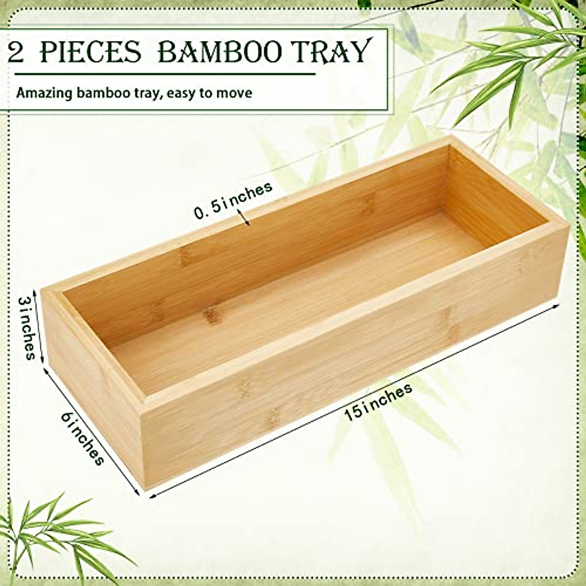 2 Pcs Bamboo Bathroom Tray Toilet Paper Storage Toilet Tank Tray Toilet Tissue Holder Organizer Box Basket with Silicone Slip Resistant at 4 Corners for Toilet Tank Bathroom Kitchen Counter