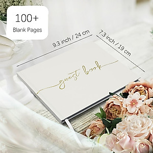 LSSH GmbH Guest Book - Elegant Wedding Guest Book with 100 Blank Pages, Baby Shower, Birthday, Graduation and Special Events -Wedding Sign in, Photos (Beige)