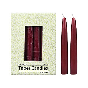 Zest Candle 12-Piece Taper Candles, 6-Inch, Burgundy