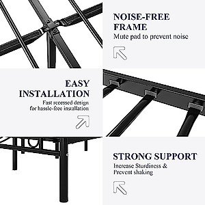Allewie Queen Size Bed Frame with Headboard,Metal Bed Frame with Butterfly Pattern Design Headboard & Footboard,No Box Spring Needed,Easy Assembly,Black