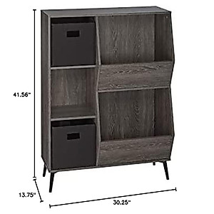 RiverRidge Home Woodbury Collection Storage Cabinet with Cubbies and Veggie 2pc Bin-Black, Weathered