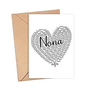 GavinsDesigns Happy Birthday Nona Card - Cute Happy Birthday - Birthday Greeting Card - Sweet Birthday Card For Nona - Anniversary-Thank You Card - Heart Happy Birthday Mom - I Love You Nona Card
