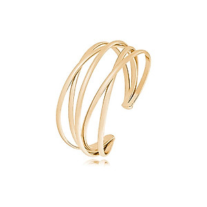 FUTIMELY Boho Chunky Cuff Bracelet for Women,Gold/Silver/Rose gold Multi-layer Cross Wire Bangle Bracelets Open Adjustable Wide Cuff Bracelet Fashion Statement Jewelry