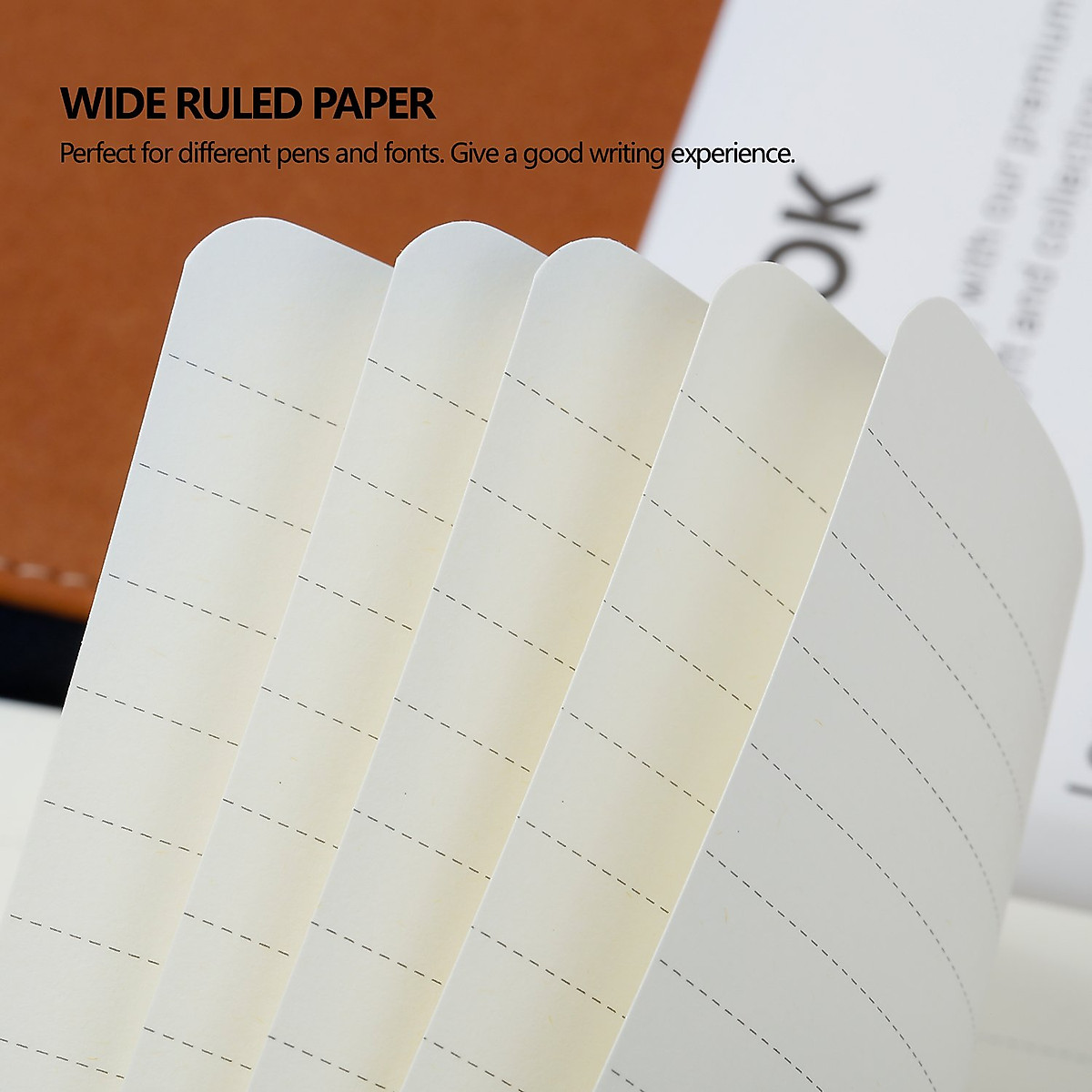 Lemome Thick Classic Notebook with Pen Loop A5 College Ruled Hardcover Writing Notebook with Pocket + Page Dividers Gifts, Banded, Large, 180 Pages, 8.4 x 5.7 in