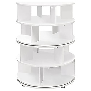 KB Designs - Revolving 16 Pair Shoe Rack Storage Organizer, White