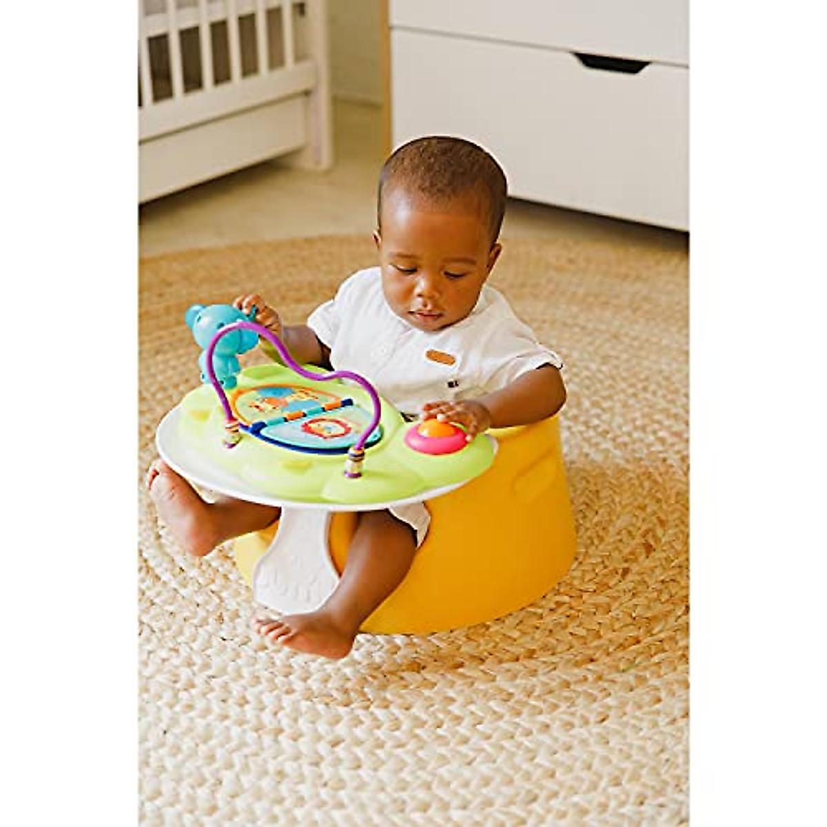 Bumbo Baby Infant Soft Foam Comfortable Floor Booster Seat with 3 Point Adjustable Safety Buckle Strap Harness, Mimosa Yellow