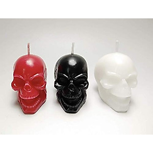 7-Star Skull Candle 3 Pack Horror and Novelty Decor, Home Decorative Themed Candles for Halloween, Birthday Candle Gifts, Scary Christmas Party Accessories, White - Red - Black