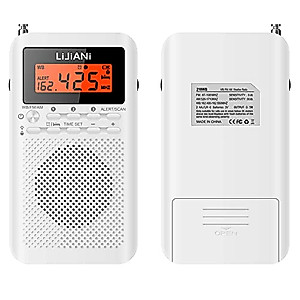 NOAA Weather AM FM Radio Portable Battery Operated by 2 AA Batteries with Stereo Earphone, LCD Display Digital Alarm Clock Sleep Timer,Best Reception,Built in Speaker Best Sound Quality(Black)