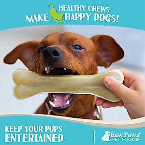Raw Paws 6-inch Compressed Rawhide Bones for Dogs, 5-Count - Packed in USA - Long Lasting Dog Chews - Natural Pressed Rawhides for Dogs - Medium Dog Bones - Hide Bones for Aggressive Chewers