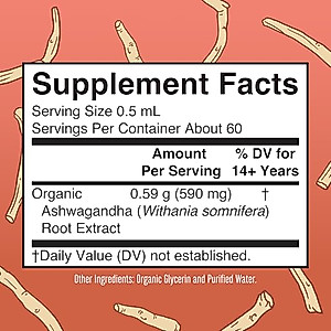 MaryRuth Organics Ashwagandha Root | USDA Organic Ashwagandha Liquid Drops | Stress Relief, Natural Calm, Relaxation and Mood Support Supplement | Adaptogenic | Nervine | Vegan | Non-GMO | 60 Servings
