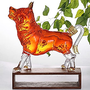 Dog Whiskey Decanter,Glass Zodiac Animal Wine Decanter,1000ml Liquor Decanter For Whiskey Scotch RumTequila