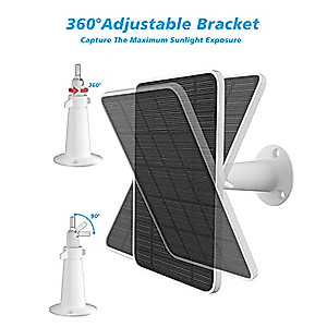 Solar Panel Charger Compatible with Arlo Ultra/Ultra 2/Pro 3/Pro 4/Pro 3 Floodlight Security Camera, 5V 4W Solar Panels Charging IP65 Weatherproof w/ 9.8ft Charging Cable Adjustable Wall Mount, 2 Pack
