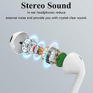 Aolcev USB C Headphones, Type C Earphones for Samsung Galaxy S23/ S23P/ S23 Ultra, in-ear Type C Earbuds with Mic, Noise Canceling Earbuds Wierd, Earbuds for iPhone 15 and Most Type C Devices, White