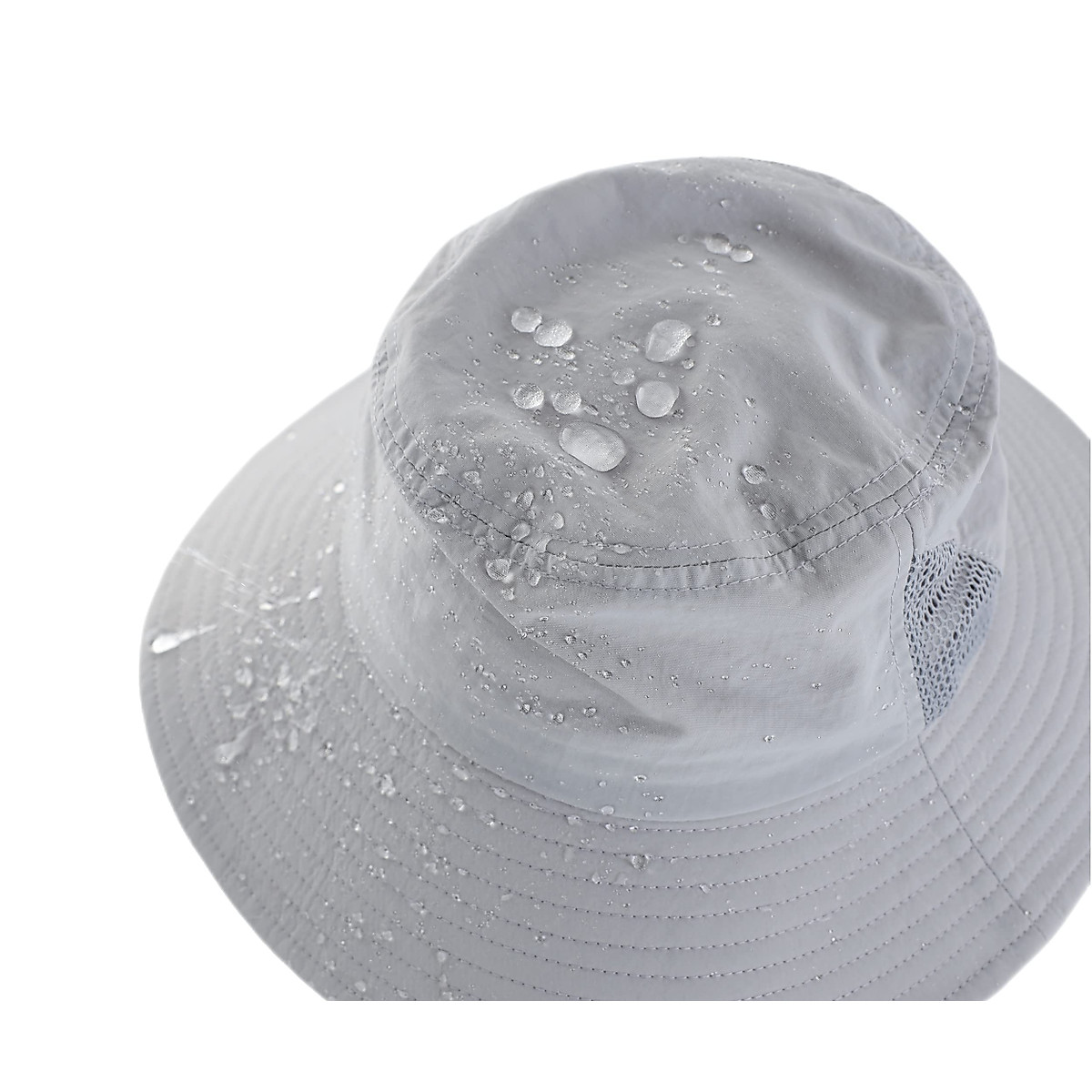 Connectyle Womens UPF 50+ Beach Sun Hat Nylon Bucket Fishing Hat with Ponytail Travle Hat Light Grey