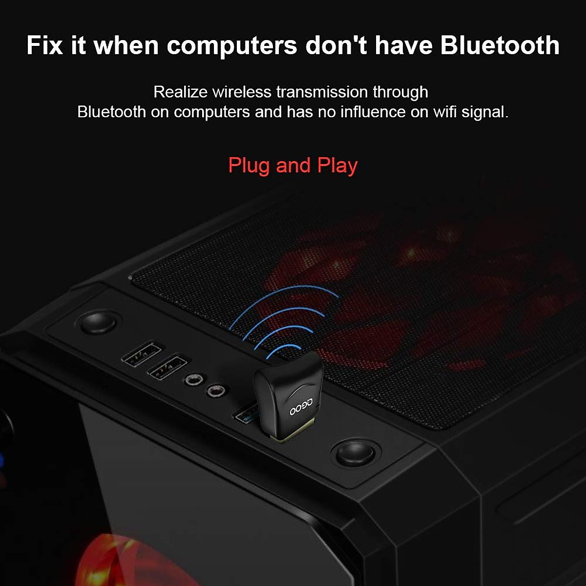 USB Bluetooth Dongle, QGOO Bluetooth 4.0 Adapter Bluetooth Receiver for PC Laptop Desktop Keyboard Mouse Headset Speaker Smartphone Tablet Compatible with Windows 11/10/8.1/8/7/XP/Vista/XP