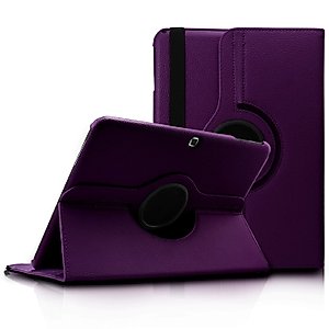 10.1 Case,Flying Horse 360 Degrees Rotating Stand PU Leather Case for T530 Auto Sleep/Wake Tablet (Purple)