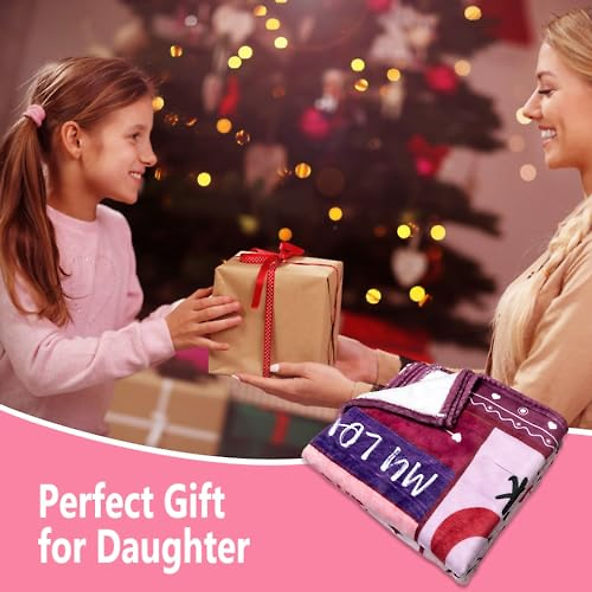 DecorSIXT Daughter Blanket from Mom Gifts for Daughter from Dad - to My Daughter 60" X 80" Bed Blanket - Christmas Birthday Present for Teen Daughter from Mom