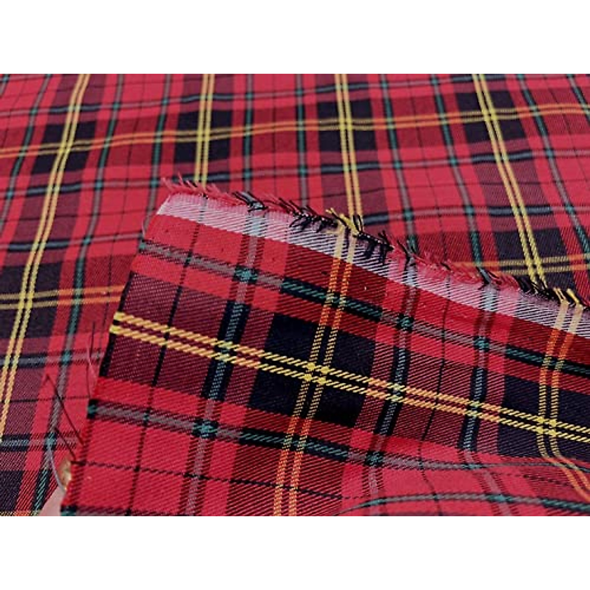 AMORNPHAN 60 Inch Plaid Scottish Traditional Pattern Tartan Motif Printed 100% Woven Cotton Fabric for Clothing Tablecloth Decorative Sewing Arts Crafts Upholstery and Home Accents for 1 Yard (Red)