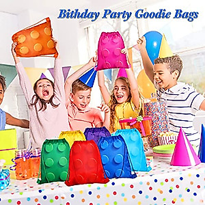 Yerliker 24 Pack Building Block Party Bags Building Blocks Drawstring Gift Bags Building Block Treat Bag Goodie Bags Brick Party Bags Blocks Goody Bags for Kids Birthday Party Supplies Decorations