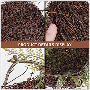 VALICLUD Artificial Bird Nest with Eggs Birds Faux Natural Rattan Twig Bird Nest House Ornament Photo Props for Home Garden Decoration