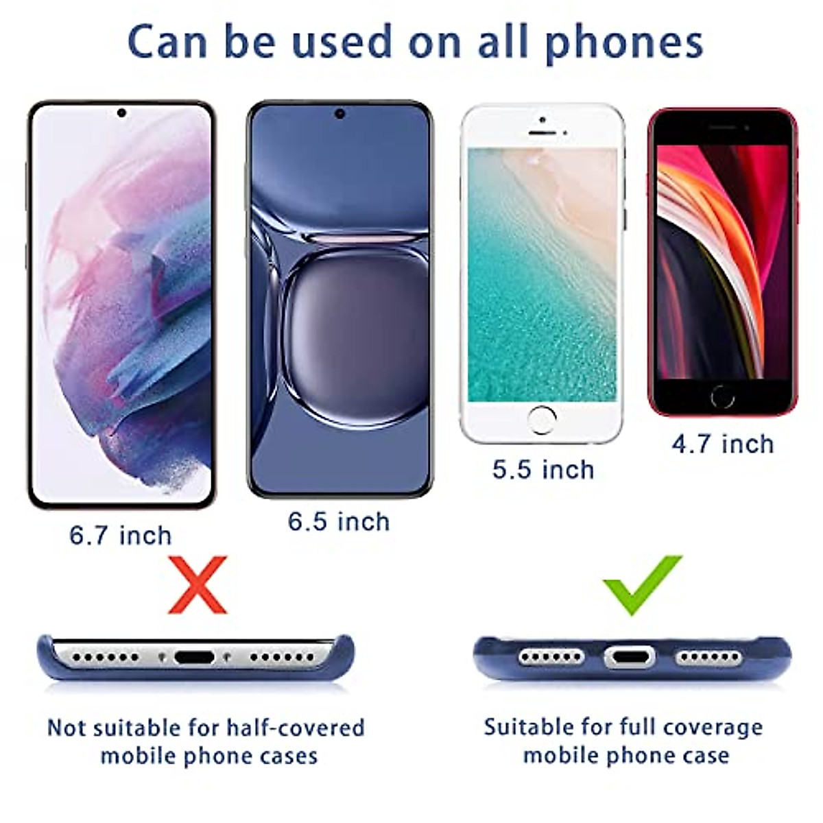 Universal Cell Phone Lanyard IOXQP, 2 × Universal Phone Lanyard,4× Phone Lanyard Pads,Black Nylon Adjustable Neck Strap Compatible with All Smartphone-JHS