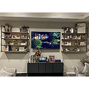 FOF FRIEND OF FAMILY (52" Tall,5 Tier, 2 pcs) Industrial Retro Wall Mount Iron Pipe Shelf Hung Bracket DIY Storage Pipe Shelving Bookshelf