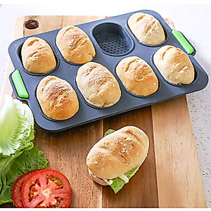 Silicone Baguette pan Mini Baguette Baking Tray, Bread Crisping Tray Hot Dog Molds, Non-stick Perforated French Bread Loaf Baking Mould, Toast Cooking Bakers Roll Pan Sandwich Mold (Grey)