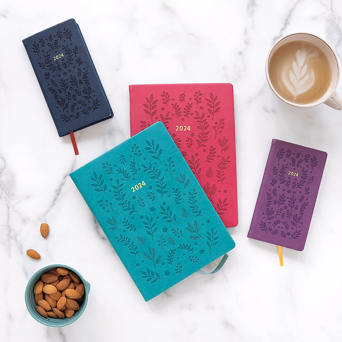 Letts of London Woodland Weekly Planner, 12 Months, January to December, 2024, A5 Size, 8.25" x 5.875", Multilingual, Pink (C082162-24)