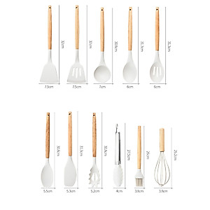 SV Home & Deco All-in-One 19-Piece Kitchen Utensils and Knives Set: 14 Cooking Utensils + 5 Essential Kitchen Knives for a Complete Culinary Experience (White), SMALL, N0516