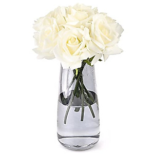 Eyamumo 7pcs Artificial Roses Flowers, Faux Silk Rose Artificial Flower, Real Touch Fake Flowers Decoration DIY for Wedding Party Home Office Decoration Dining Table Centerpiece