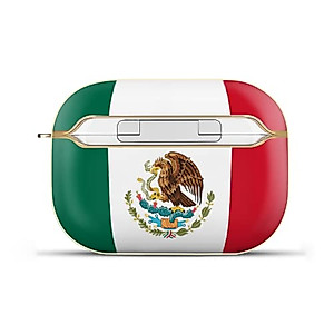 Compatible with Airpods Pro Case Cover 2019 - Mexico Flag Pattern, Protective Case for Apple AirPod Charging with Keychain Shockproof for Girls Women Men - Golden